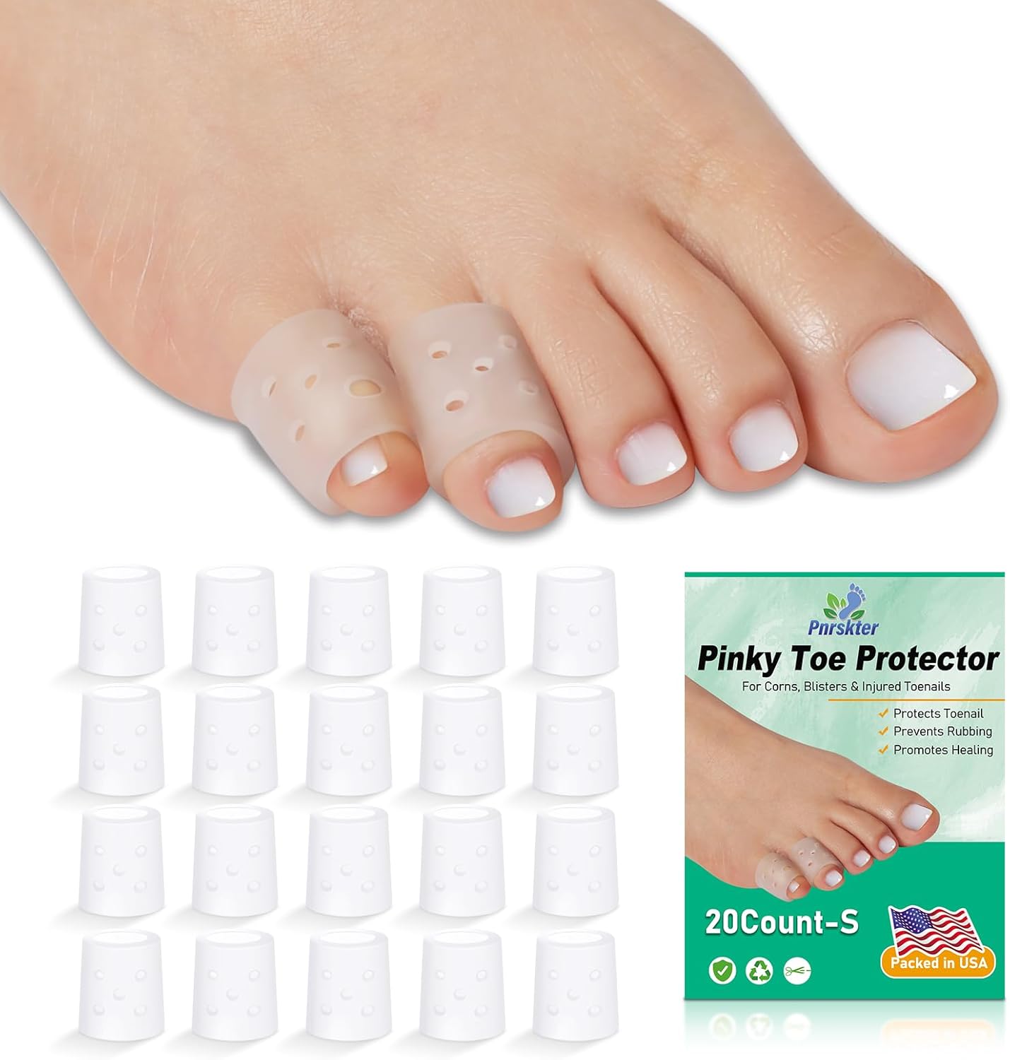 Pinky Toe Protector, (20pcs) Gel Toe Caps, Open Toe Sleeves, Breathable ...