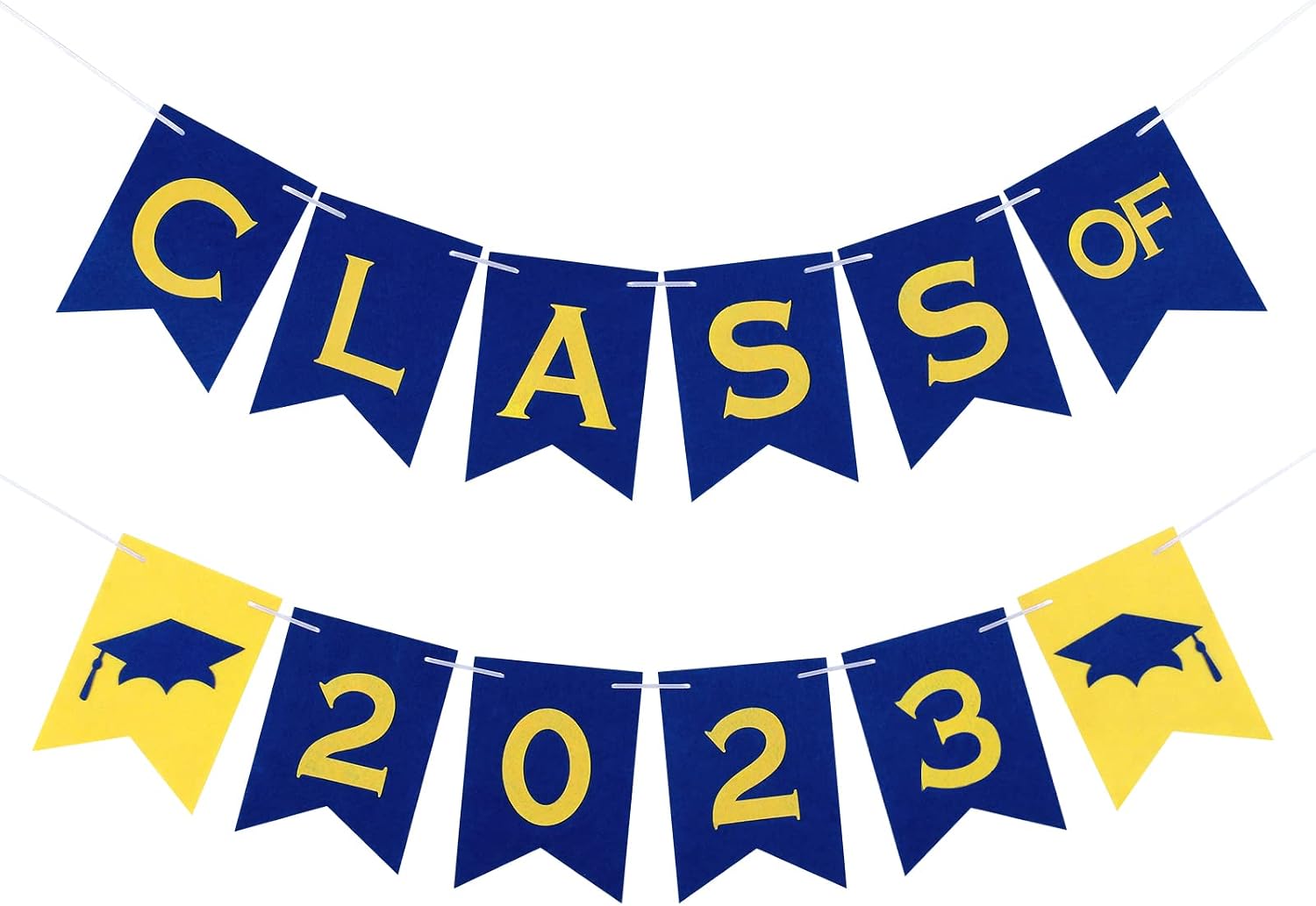 Amazon.com: 2023 Graduation Banner Decorations Blue and Yellow, Felt ...