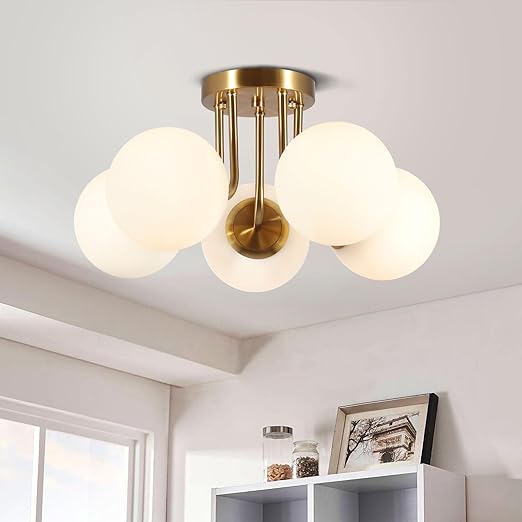 Bektas 5-Lights Semi Flush Mount Ceiling Light Fixture Brushed Gold ...