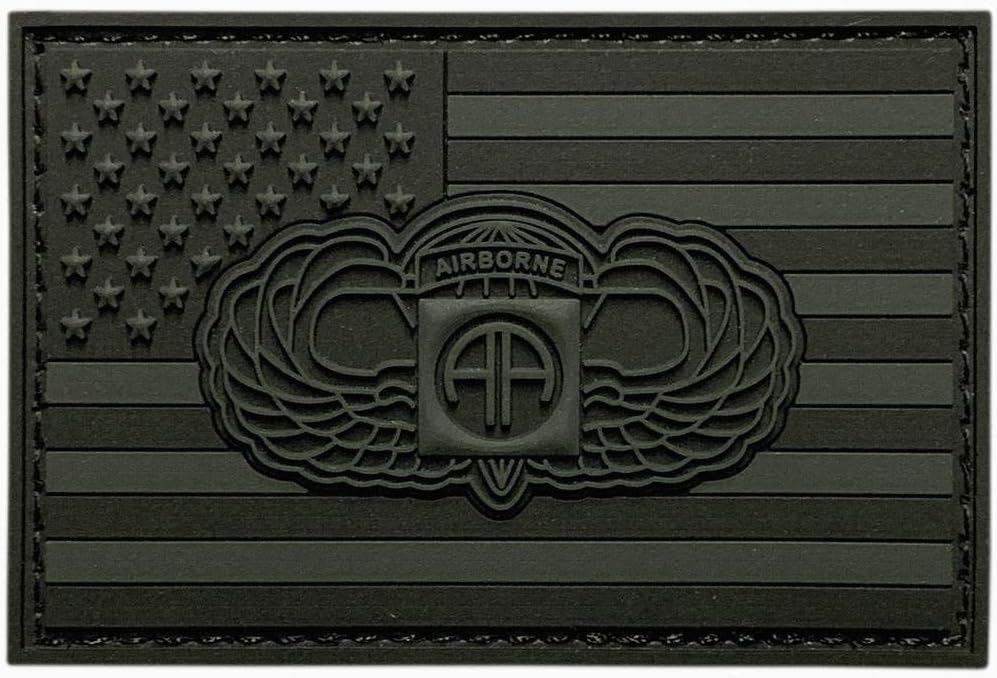 Amazon.com: 82nd Airborne USA Flag Patch (PVC Rubber-Hook Fastener -A8 ...