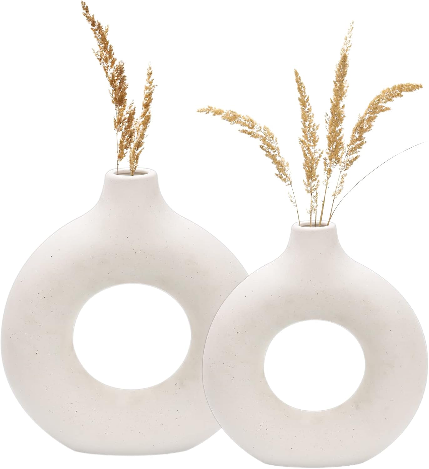 Paquete de 2 jarrones de cerámica blanca para decoración moderna del ...