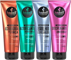 Kit Supermáscaras Haskell Aceleradora Acidificante Brilho Disciplinante 240g | Amazon.com.br