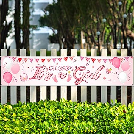 Amazon.com: Rose Gold Welcome Baby Girl Banner, Glitter A Little ...