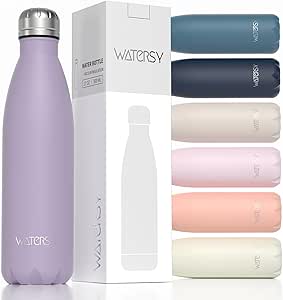 WATERSY Stainless Steel Insulated Water Bottle, Double Walled Metal Vacuum Flask Keep 24 Hrs ...