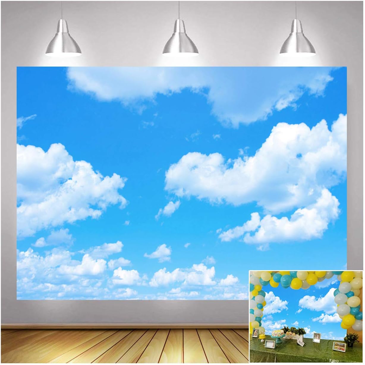 Amazon.com : AOFOTO 5x7ft Blue Sky Backdrops White Clouds Photography ...