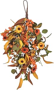 Amazon.com: Takefuns 20 Inch Fall Teardrop Swags, Artificial Sunflower ...