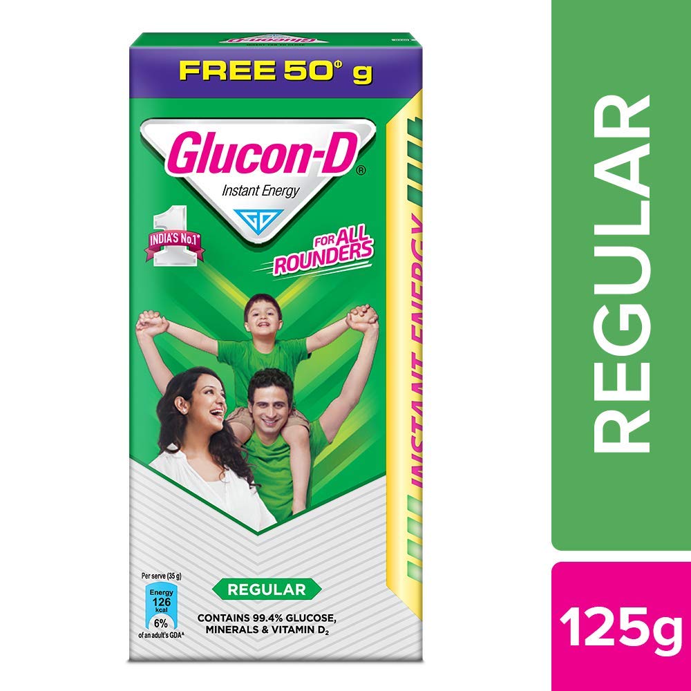 Buy Glucon-D, Glucose Based Beverage Mix - 125 g (75g + 50g Free ...