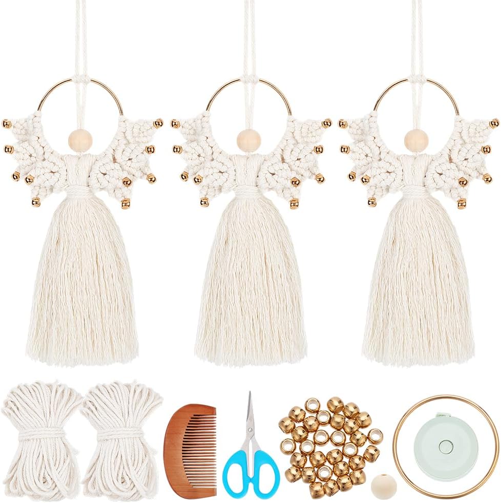 Amazon.com: ORIGACH 3 Set DIY Angel Macrame Kit, Boho Macrame Angel Kit ...
