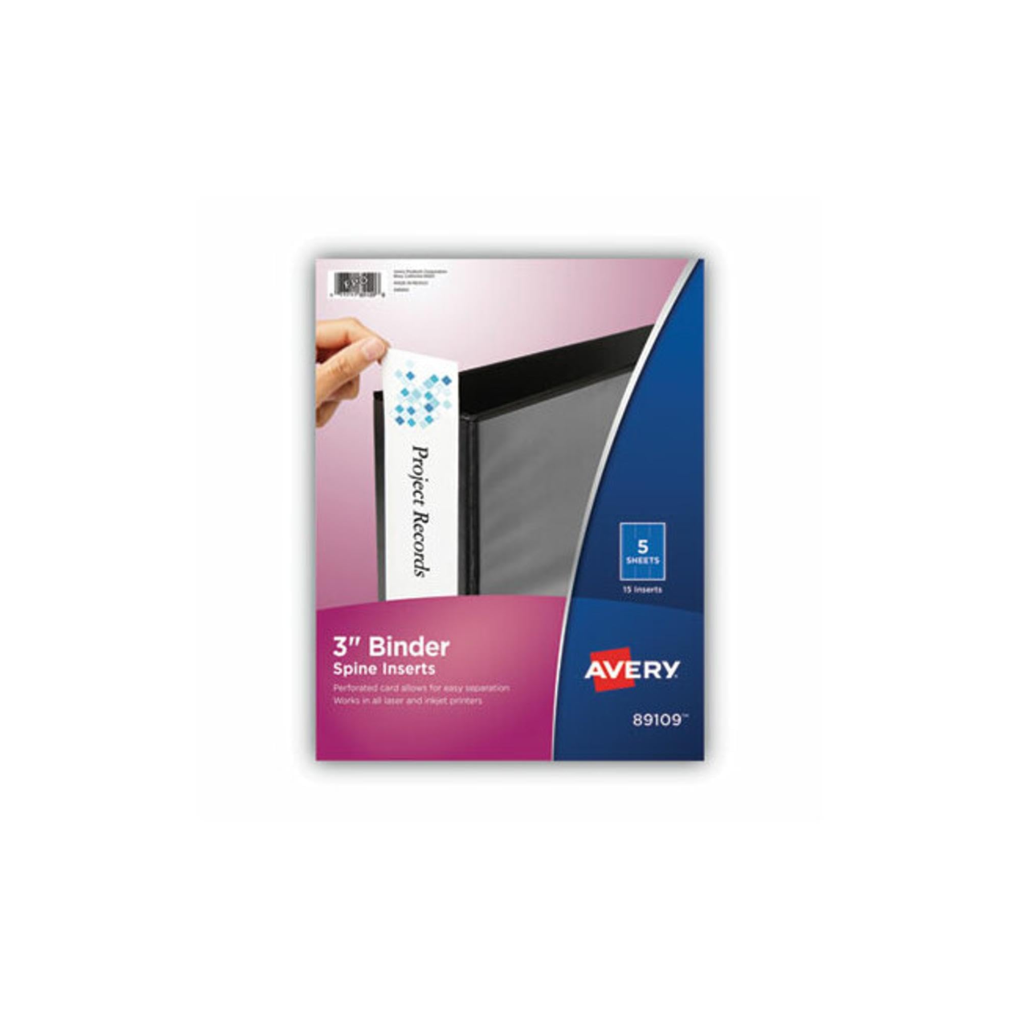 Avery 89109 Binder Spine Inserts, 3" Spine Width, 3 Inserts per Sheet ...