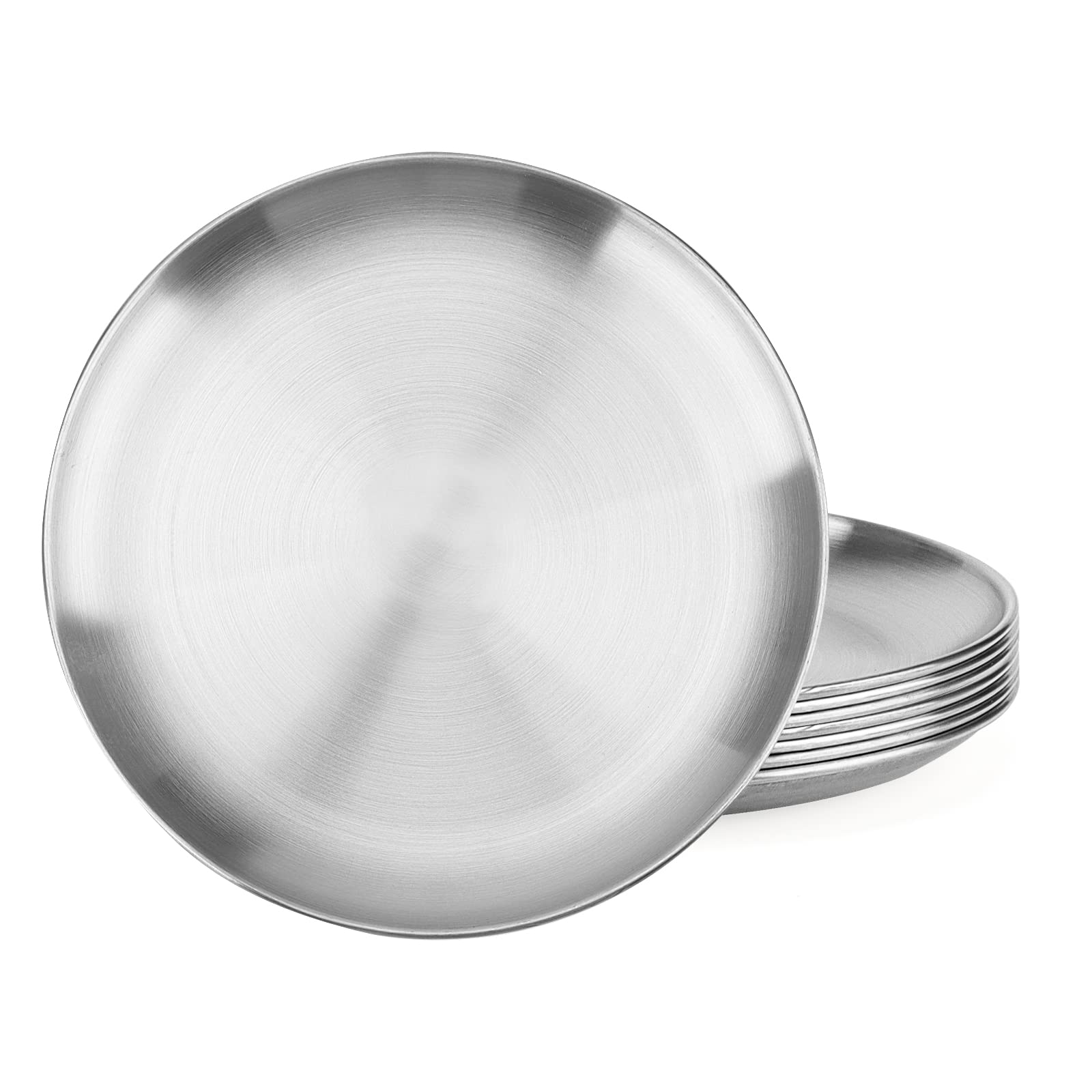 Amazon.com | LEXININ 8 Pack 8 Inch Stainless Steel Dinner Plates, 20cm ...