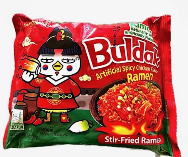 Amazon.com: Buldak Spicy Chicken Ramen Kimchi Stir Fried Ramen NET WT 4 ...