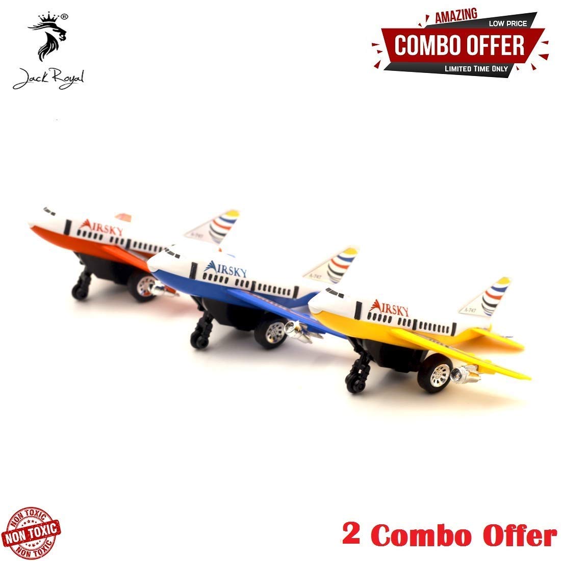 Buy Jack Royal Mini Jet A-747 Airsky Airplane Pull Along Toy (Color May ...