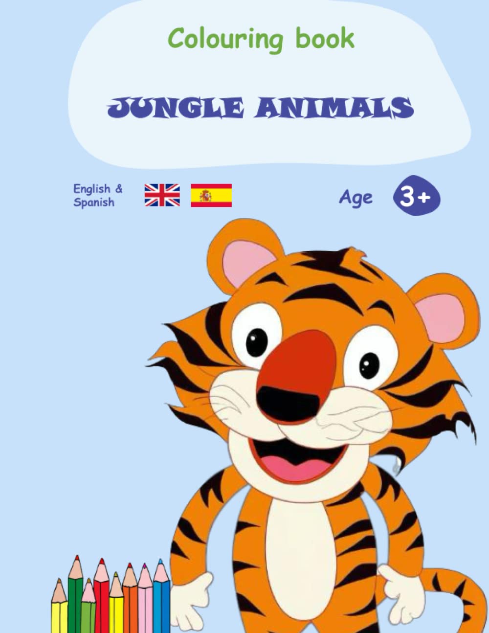 Coloring book for children in English and Spanish: Jungle animals ...