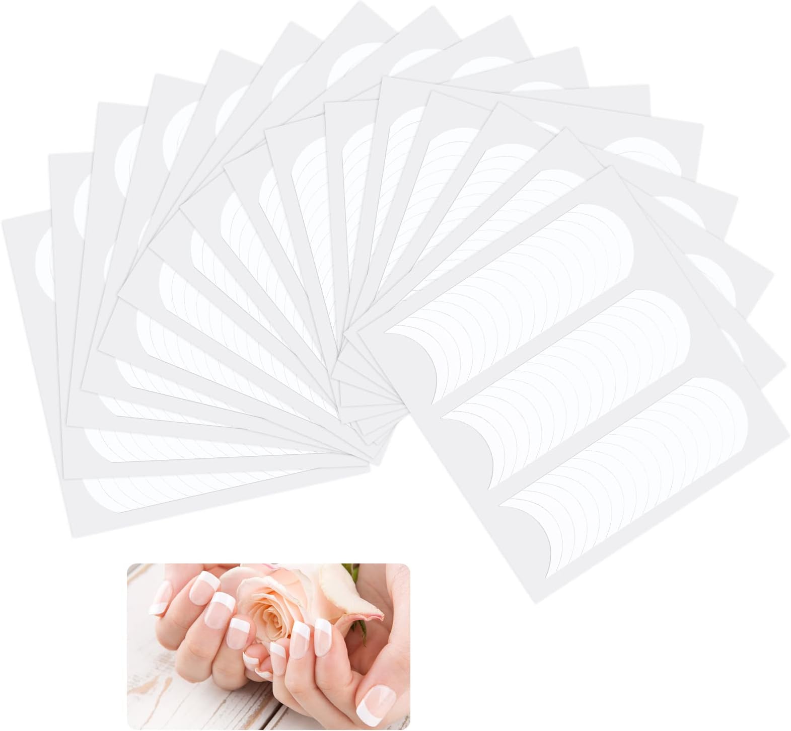 French Nail Stickers,15 Sheet Self-adhesive White Manicure Art Nail ...