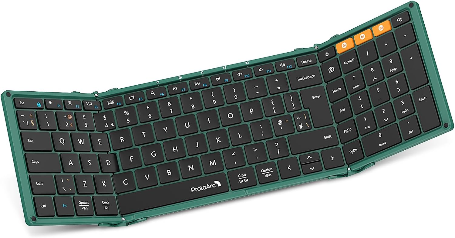 ProtoArc Foldable Bluetooth Keyboard with Number Pad | XK01 Full-Size ...