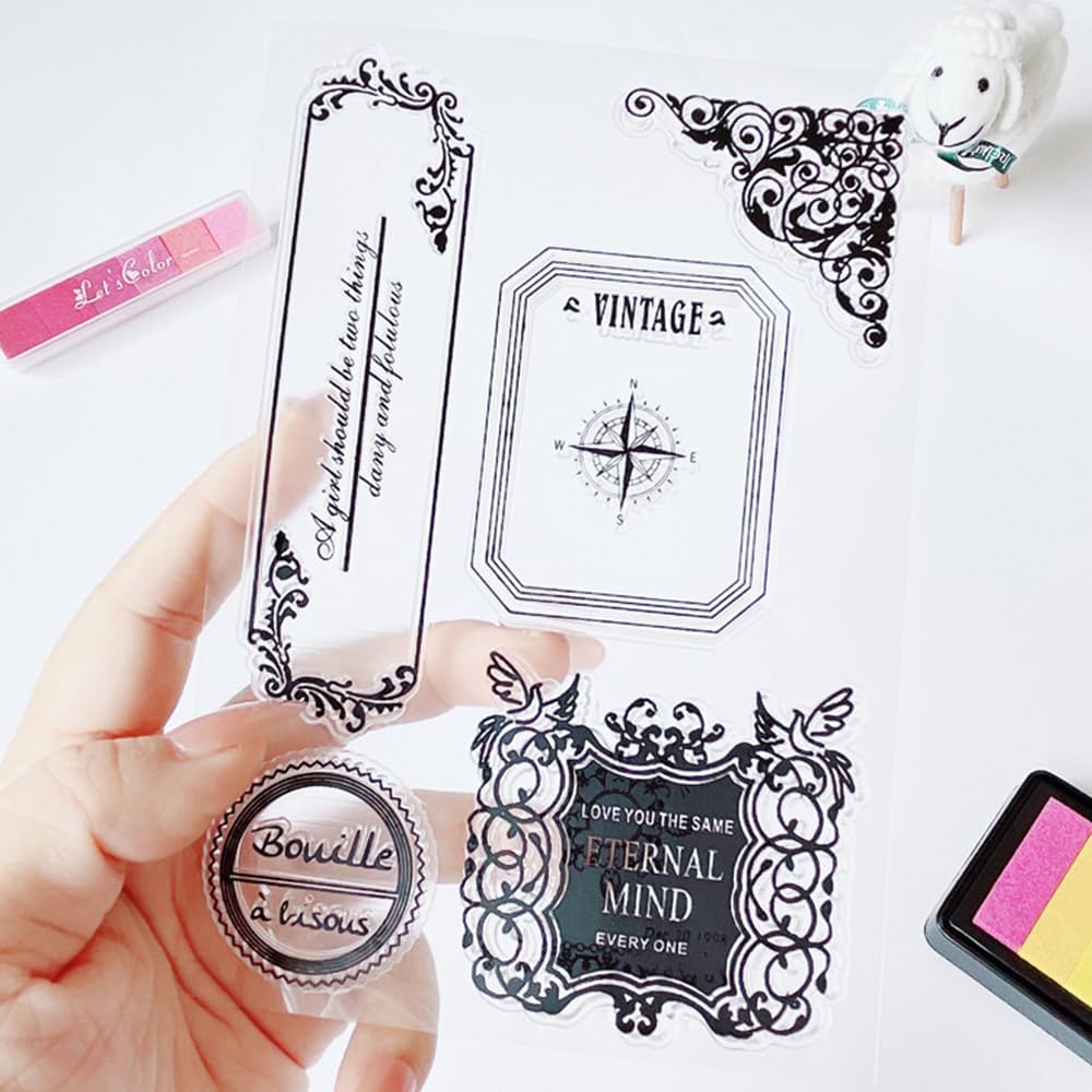 Amazon.com: Horned Flower Compass Bookmark Retro Stamp Mirror Label ...