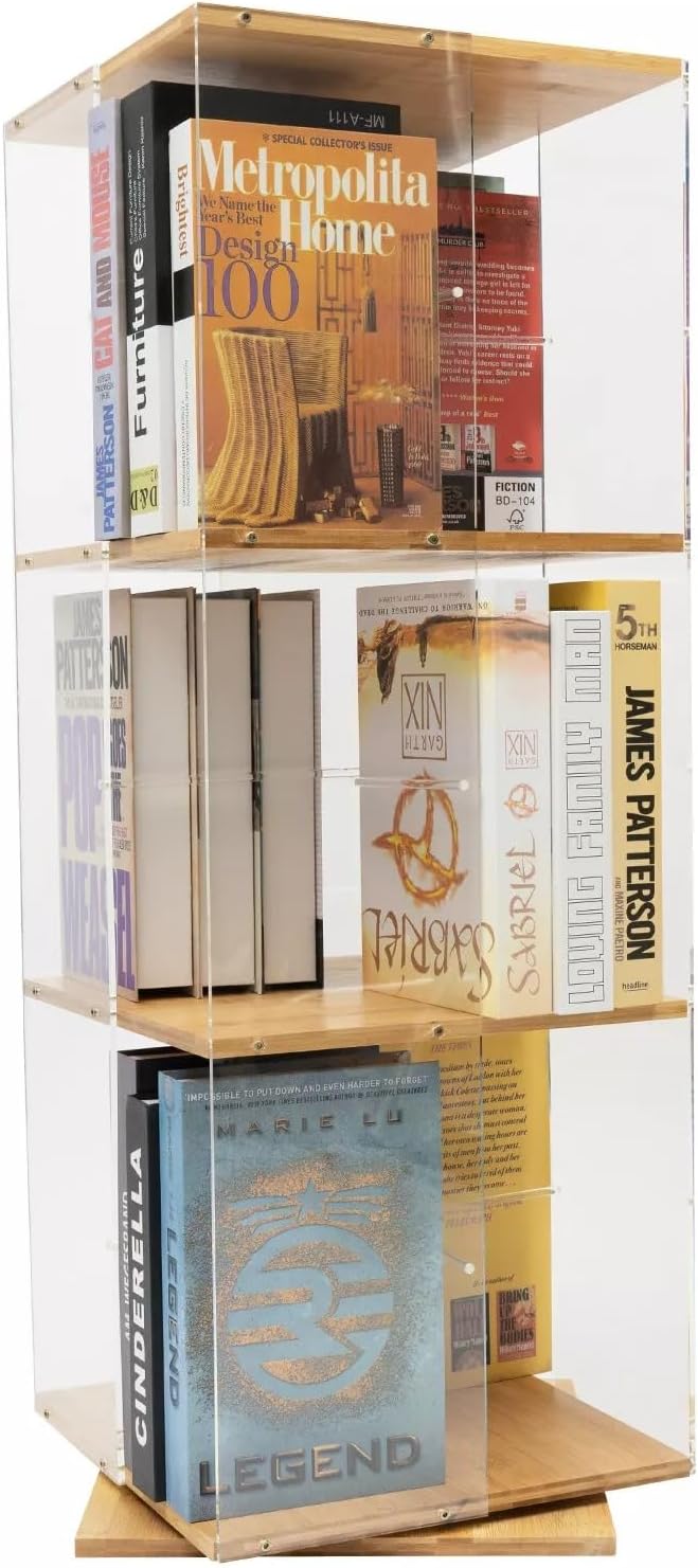 Amazon.com: LABIXIAOXIN 3 Tier Clear Floor Standing Bookshelf, Display ...