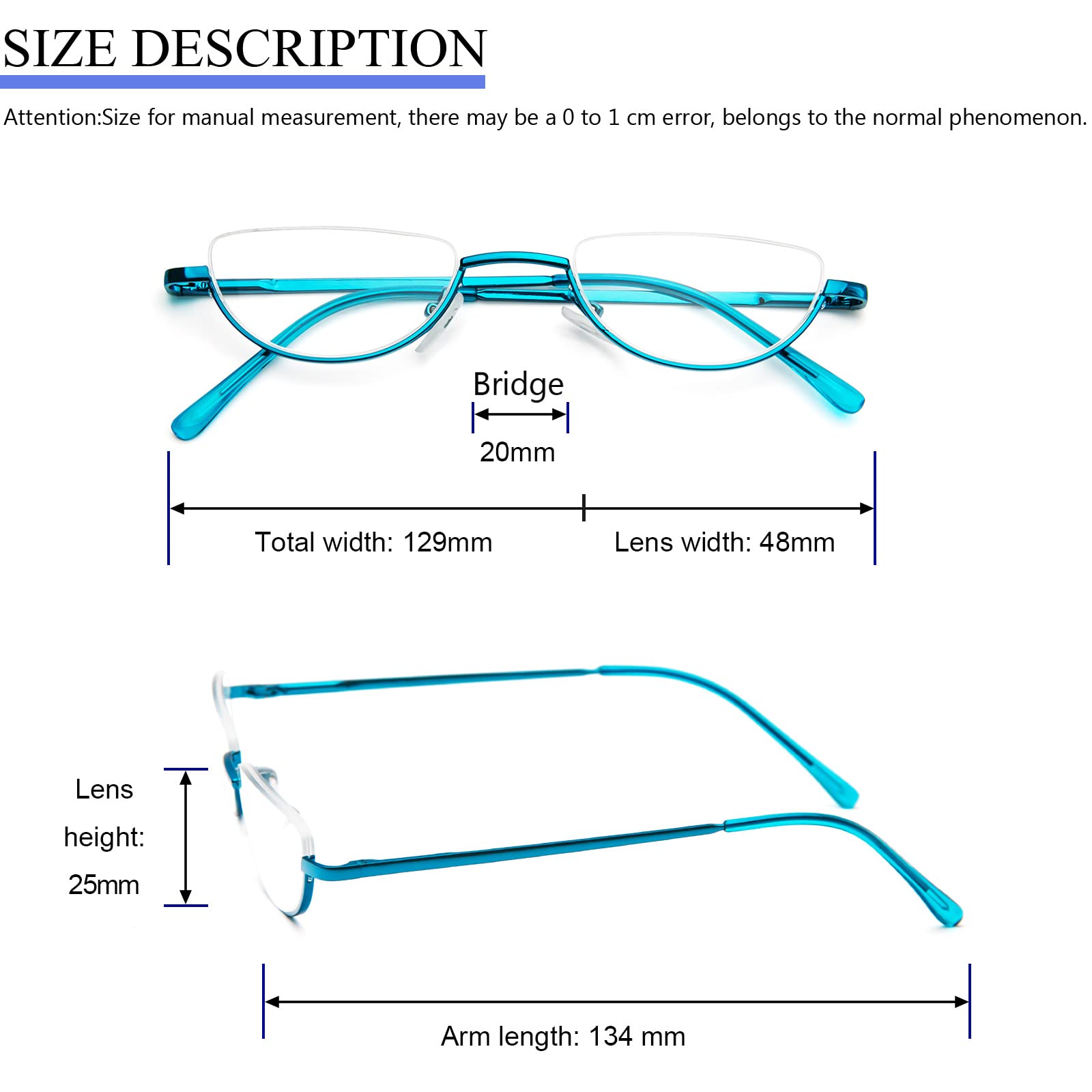 Snapklik.com : REAVEE 2 Pack Retro Designer Half Frame Reading Glasses ...