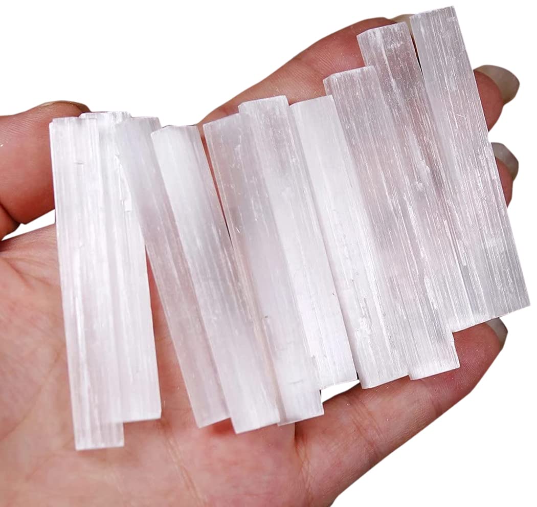 Amazon.com: 10pcs Natural Selenite Crystal Stick Chips Gypsum White ...