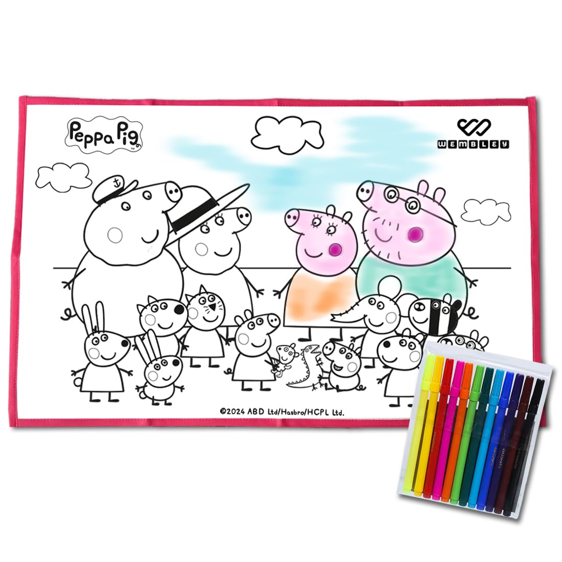 Buy Wembley Peppa Pig Coloring Mat with 12 Markers - Durable, Reusable ...