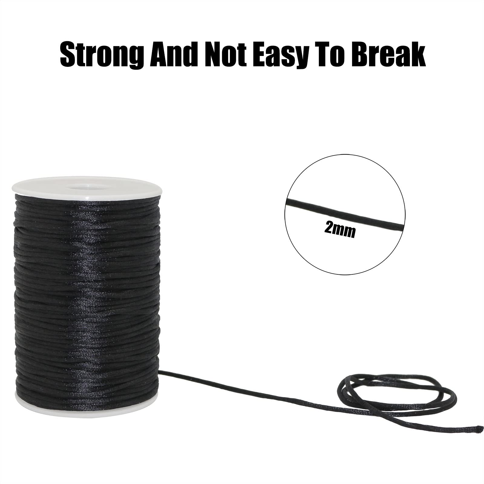 Snapklik.com : YEQIN 2mm X 100 Yards Quality Rattail Nylon Satin Cord ...