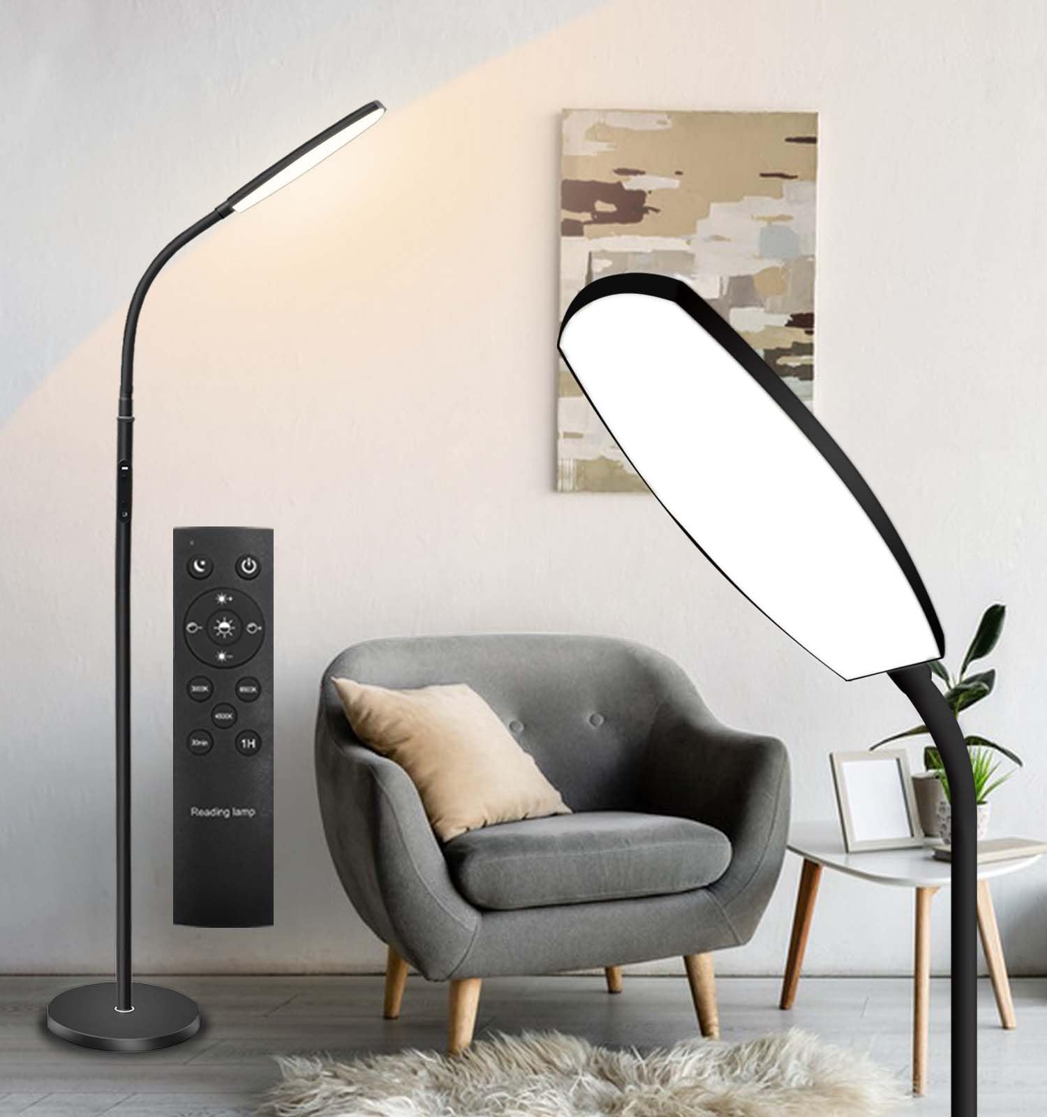 LED Floor Lamp Bright 18W Dimmable Floor Lamps for with 1H Timer ...