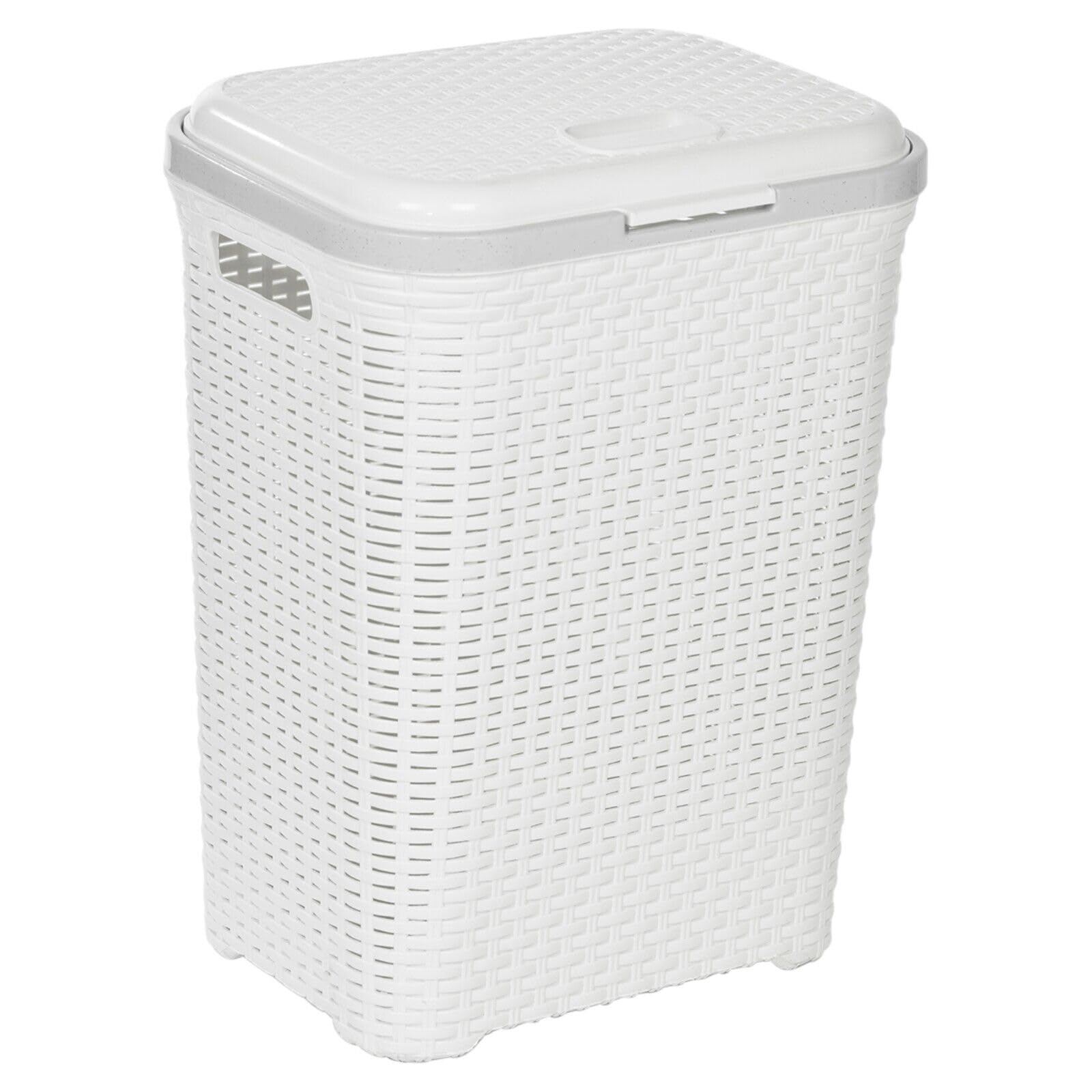 URBNLIVING 55L Plastic Rattan Dirty Laundry Clothes Washing Bin Basket ...