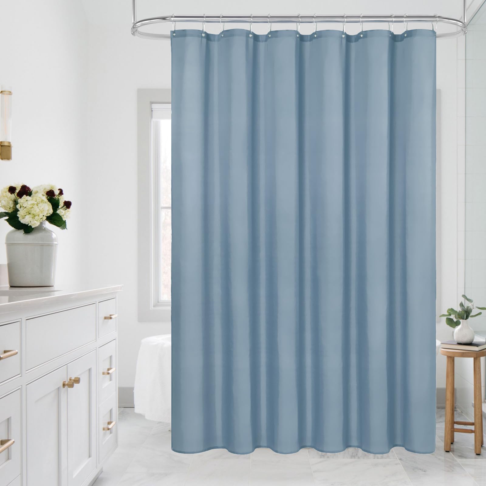 Amazon.com: MitoVilla Blue Fabric Shower Curtain Liner, Light Blue ...