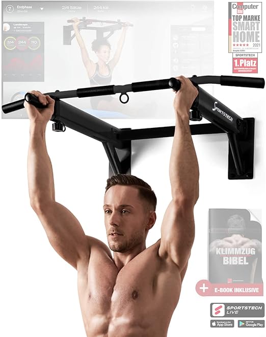 Sport 4-in-1 pull-up bar KS300 wall mounting 3 eyelets for TRX and 6 ...
