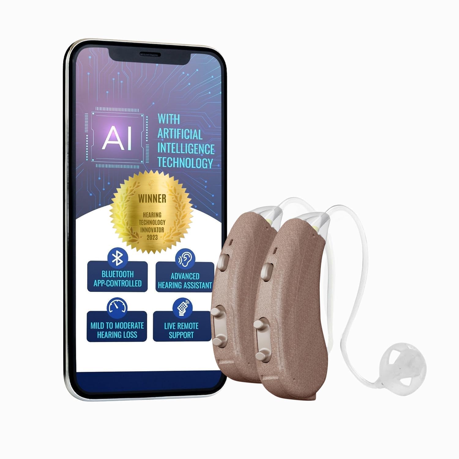 Amazon.com: Tuned AI Powered OTC Hearing Aids for Seniors Bluetooth Severe Hearing Loss FDA ...