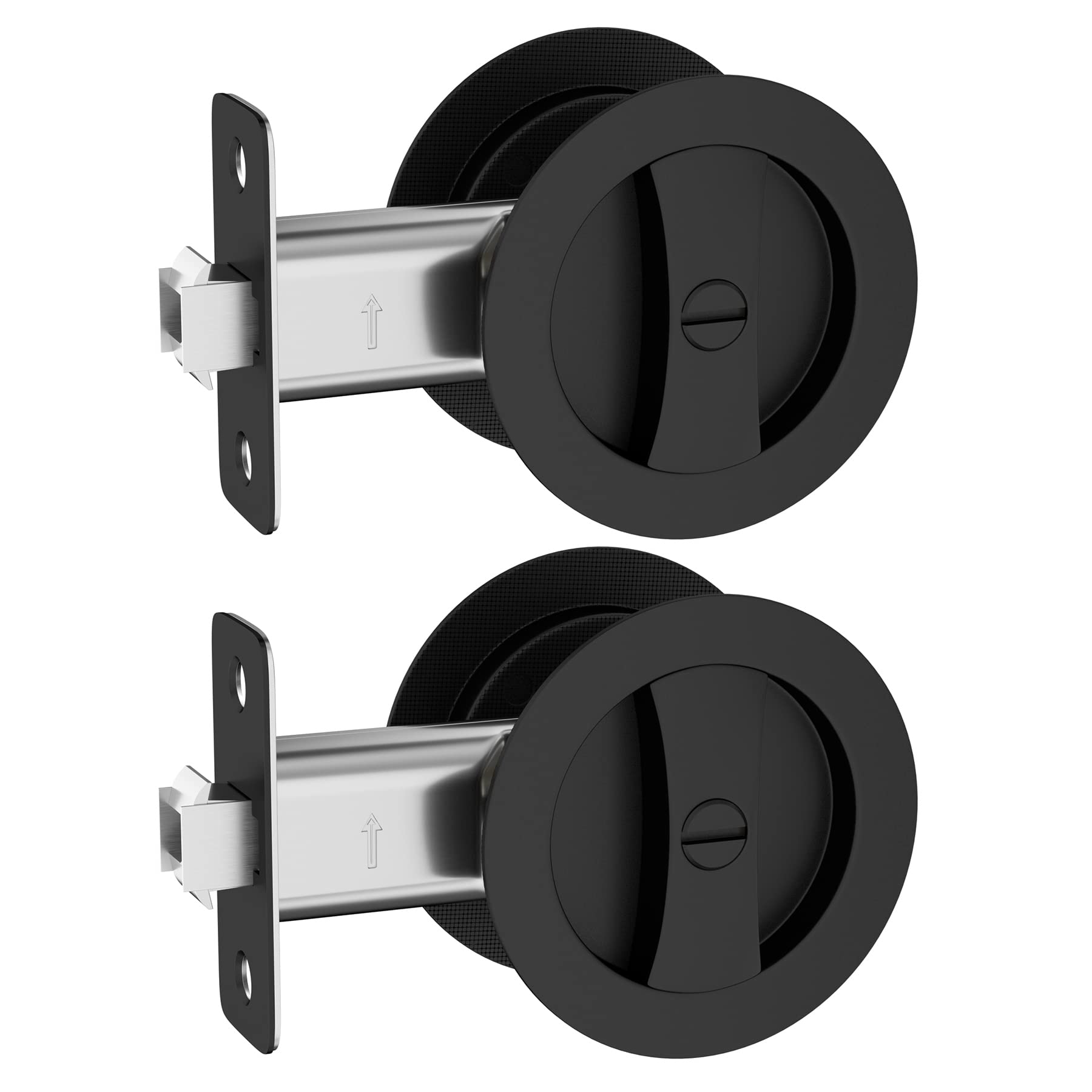 Haidms 2 Pack Black Pocket Door Hardware, Pocket Door Lock Matte Black ...