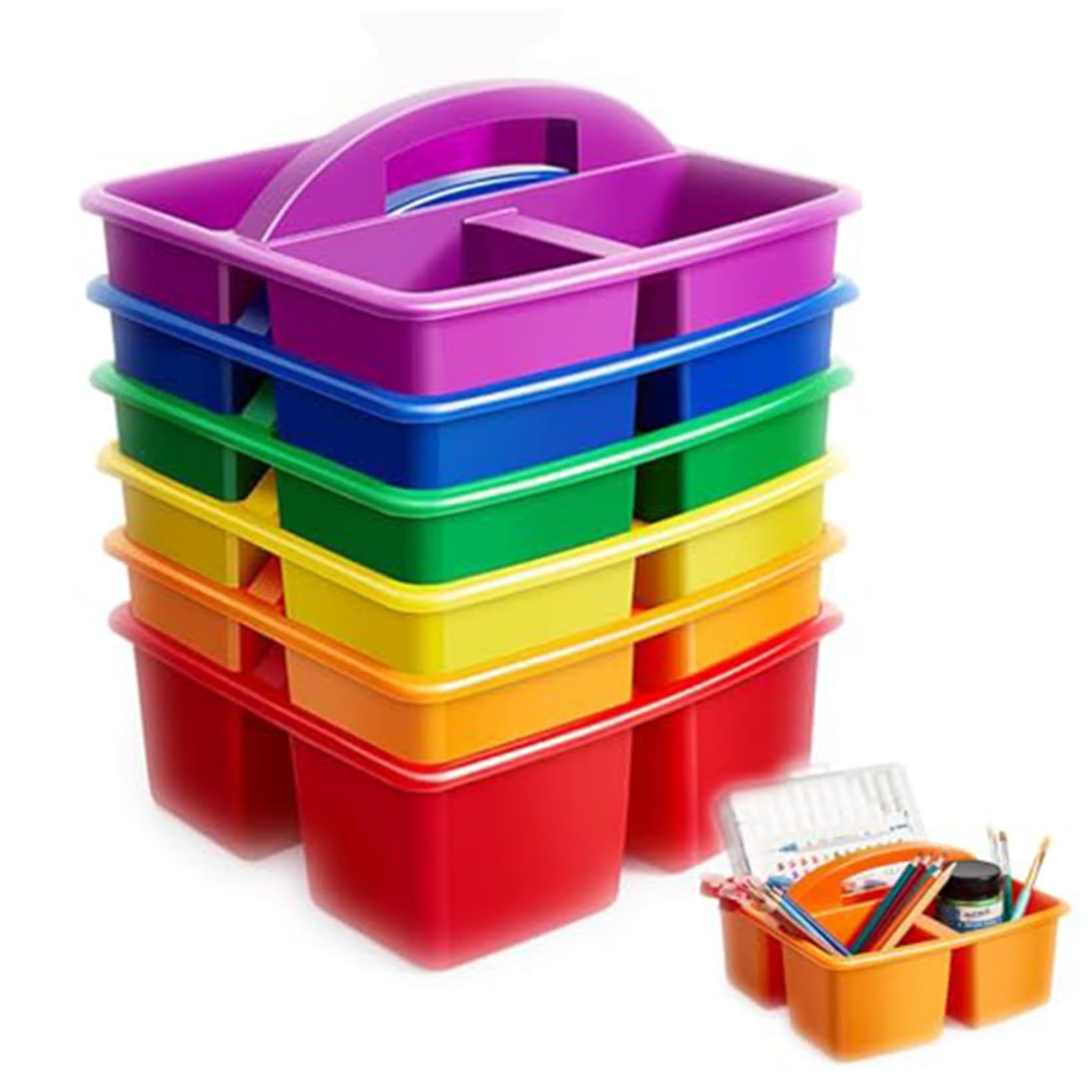 SWEETBIUTI Classroom Caddy Plastic Divided Table Caddy Classroom ...