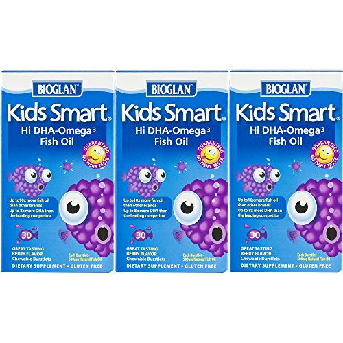 Bioglan Kids Smart Omega 3 Fish Oil, 30 Chewable Burstlets (Pack of 3 ...