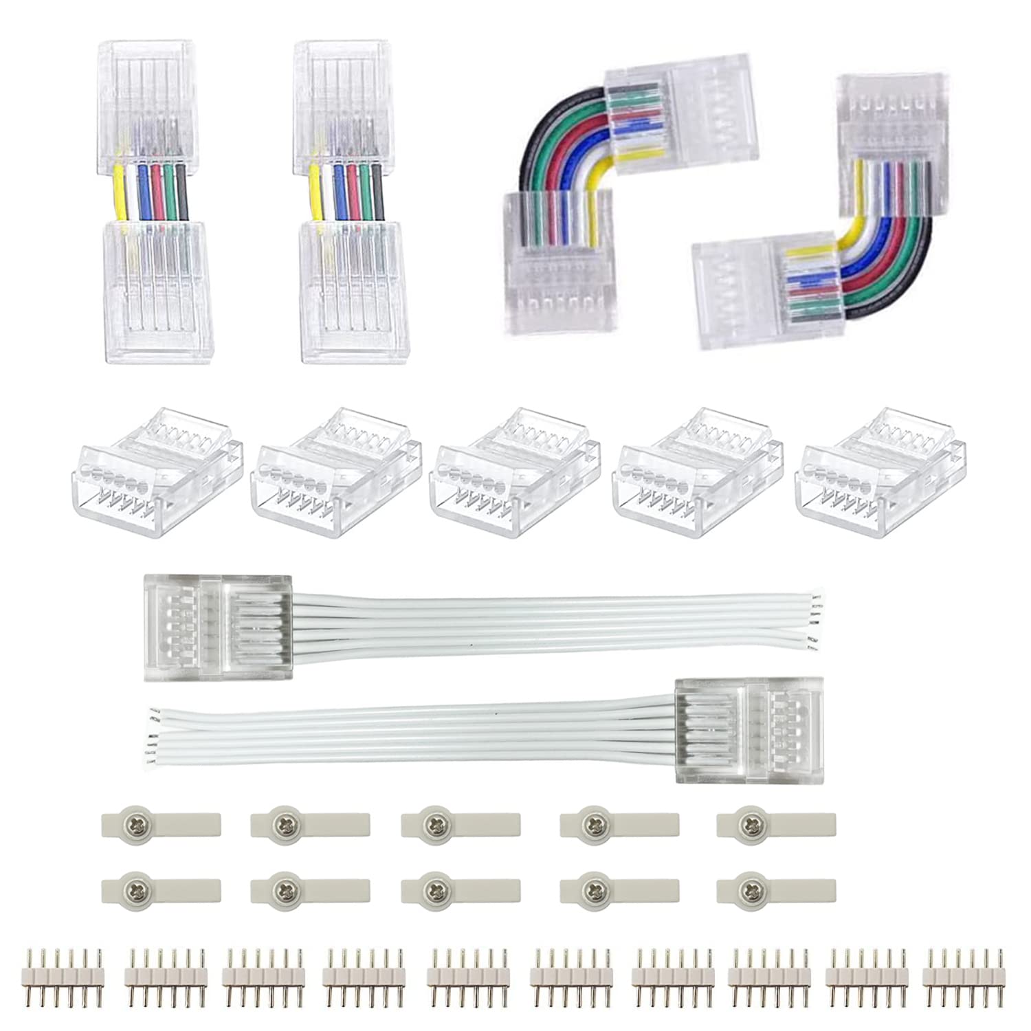 Buy MUSRL Led Strip Light Connectors 6 pin Kit for 12mm Wide 5050 ...