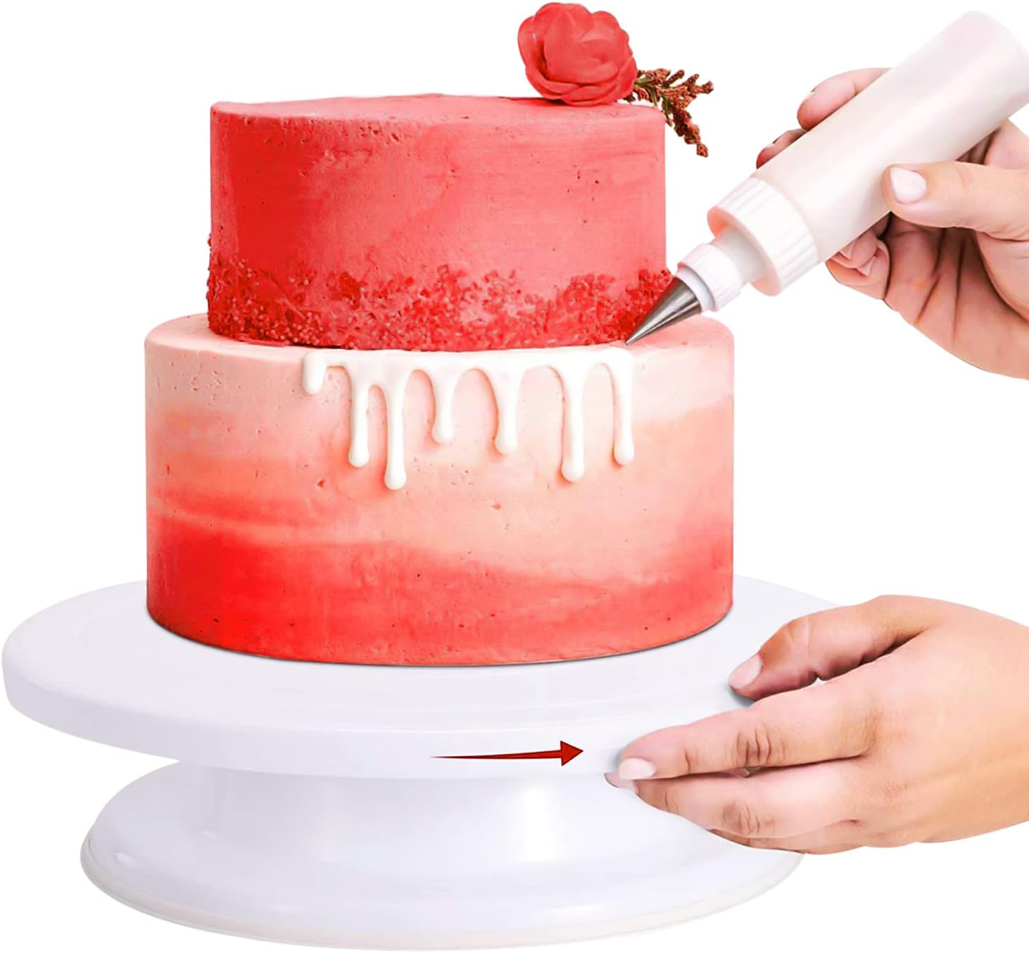 Premier Housewares 0806489 Rotating Cake Stand - White, 28 x H7 cm ...