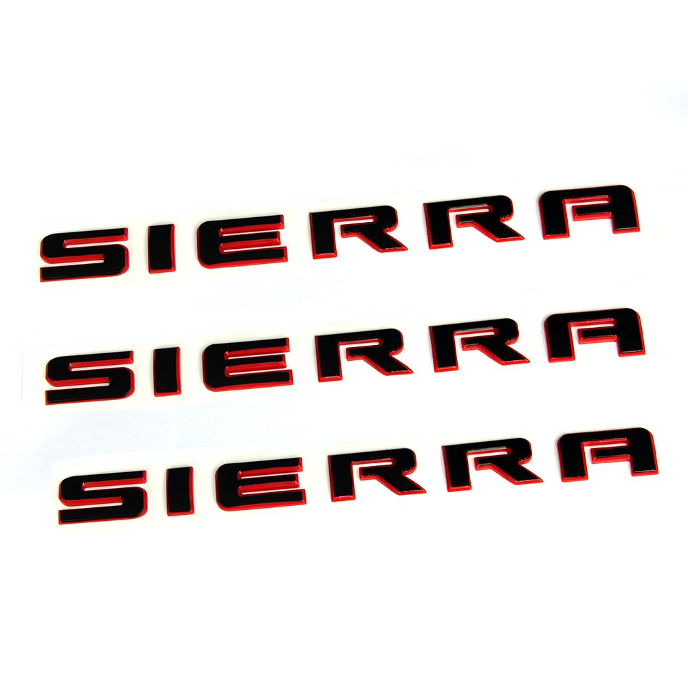 Amazon.com: Yoaoo 3pack OEM Red line Sierra Letters Emblems Badge ...