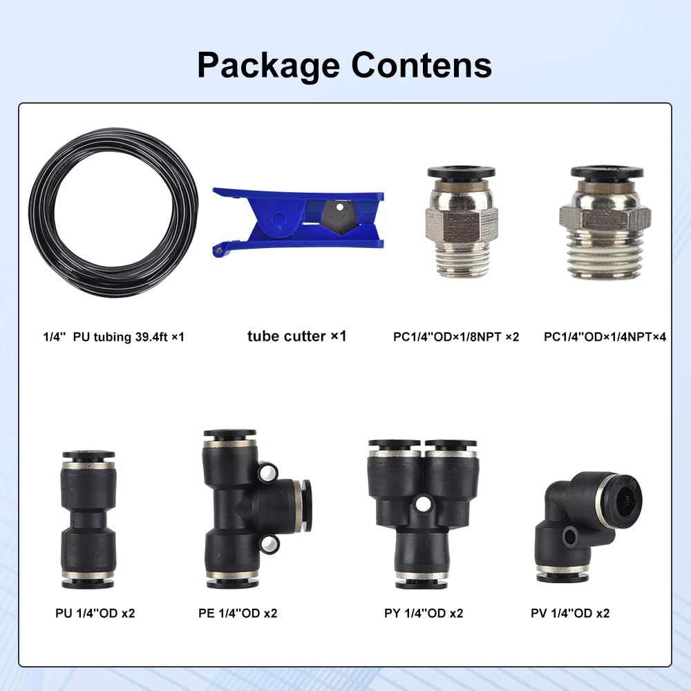 Snapklik.com : Air Line Tubing Kit, CNAODUN 1/4 Inch OD 1/6 ID 39.4ft ...