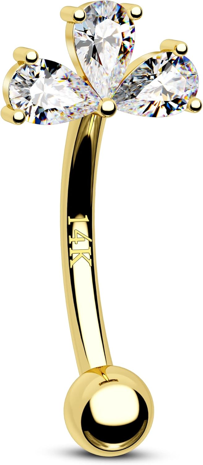 Amazon.com: COCHARM 14k Solid Gold Rook Earring for Women 16g Real Gold ...