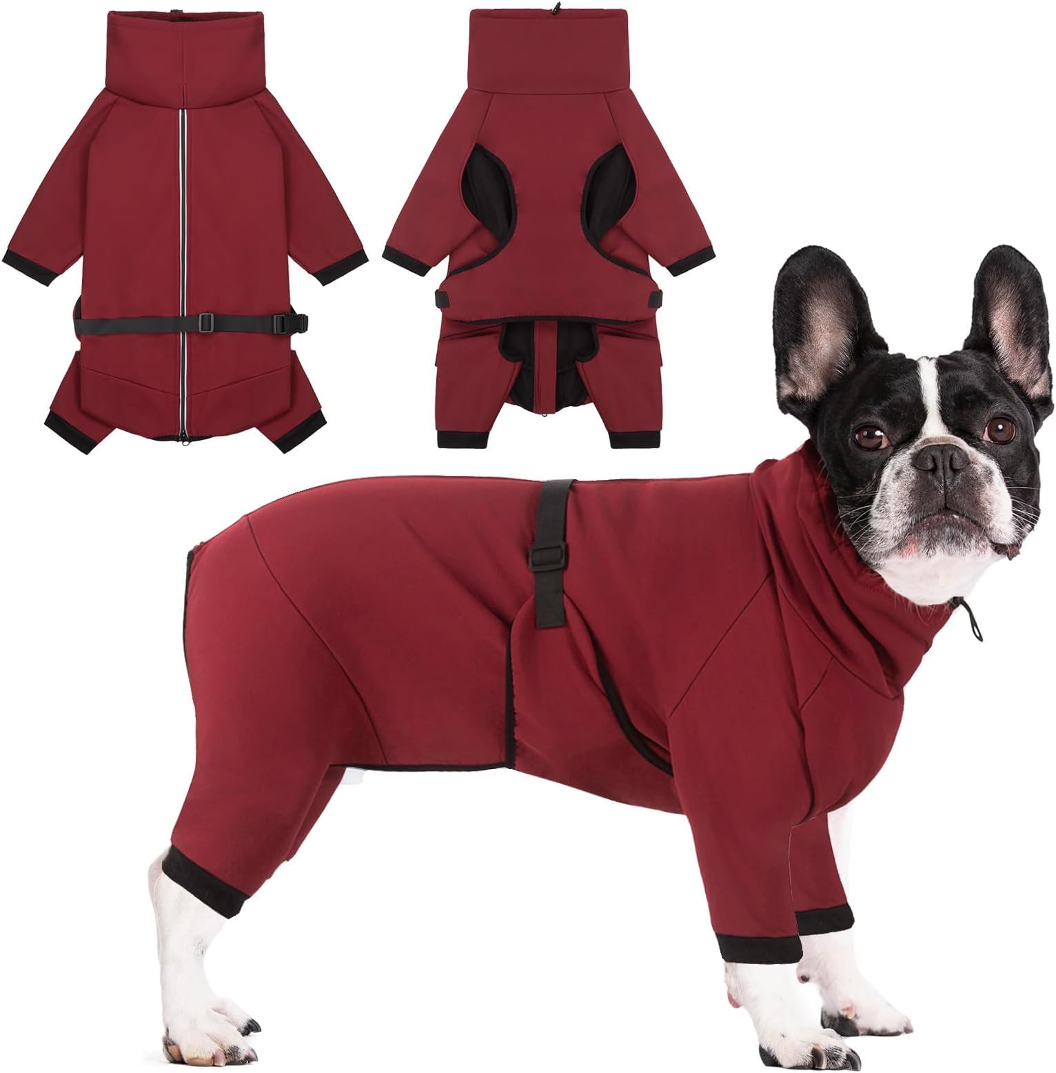 Cyponpy Reflective Zipper Waterproof Dog Coat with Legs High Collar ...