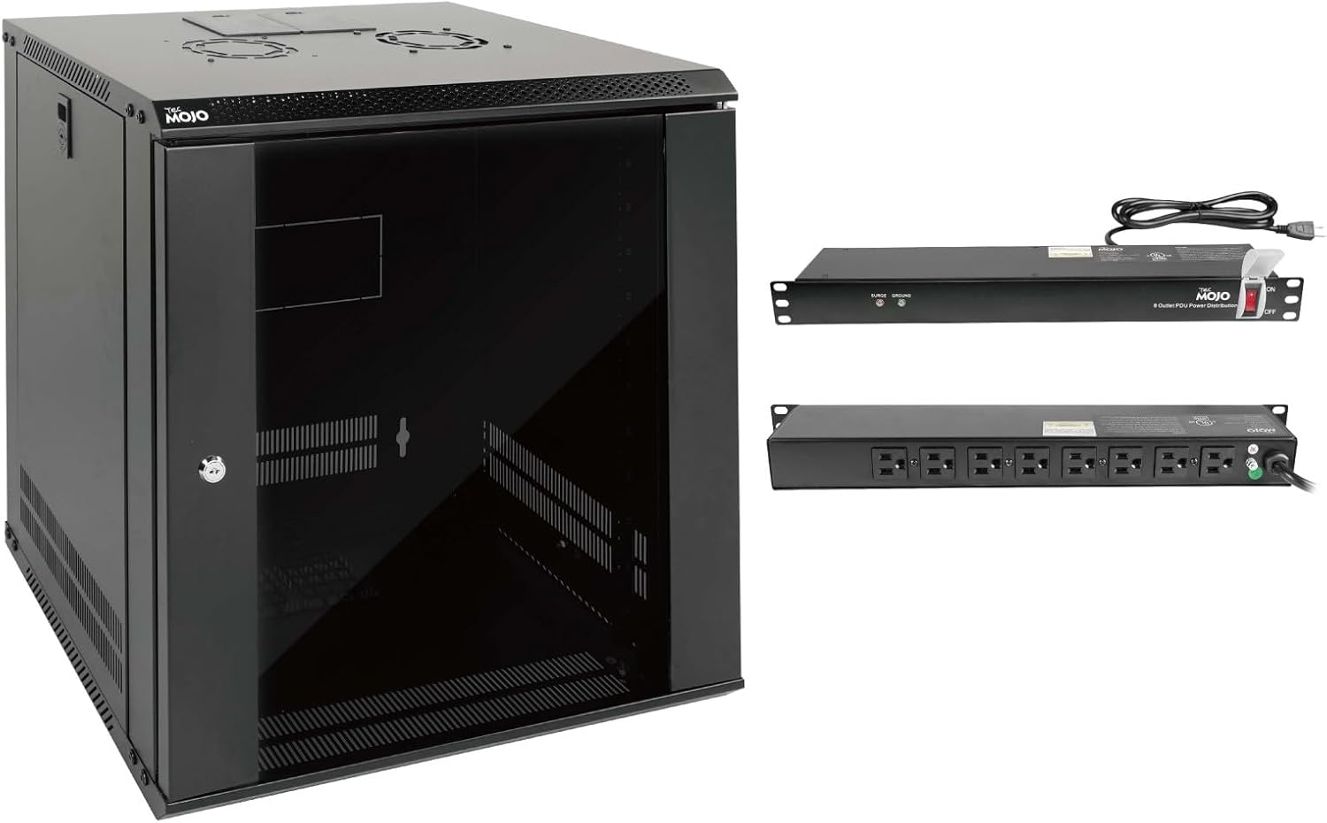 Amazon.com: Tecmojo 12U Wall Mount Server Cabinet & 8 Outlet Rack Mount ...