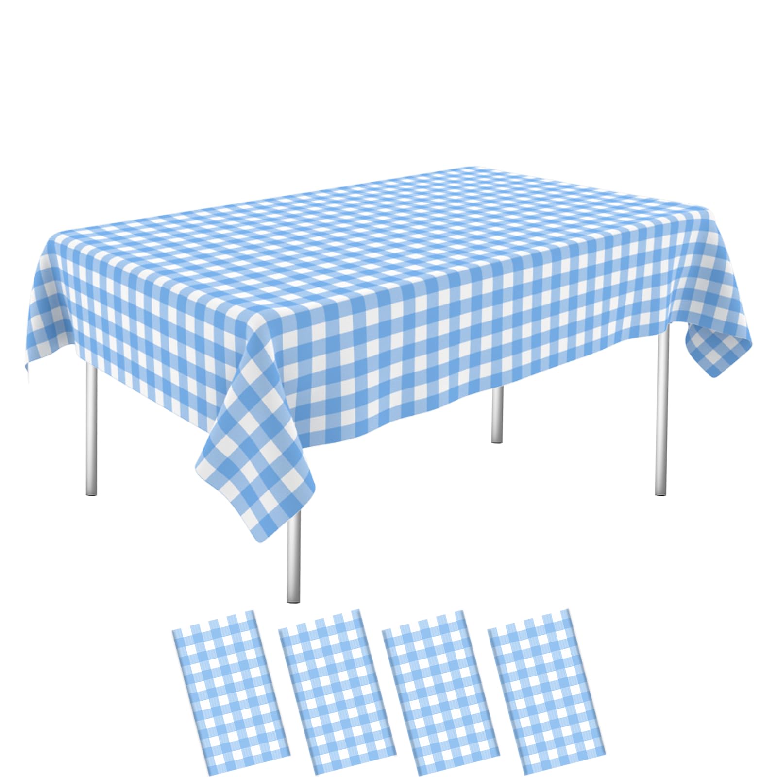 Amazon.com: OLIVBIN 4 Pack Blue and White Checkered Tablecloth Blue ...