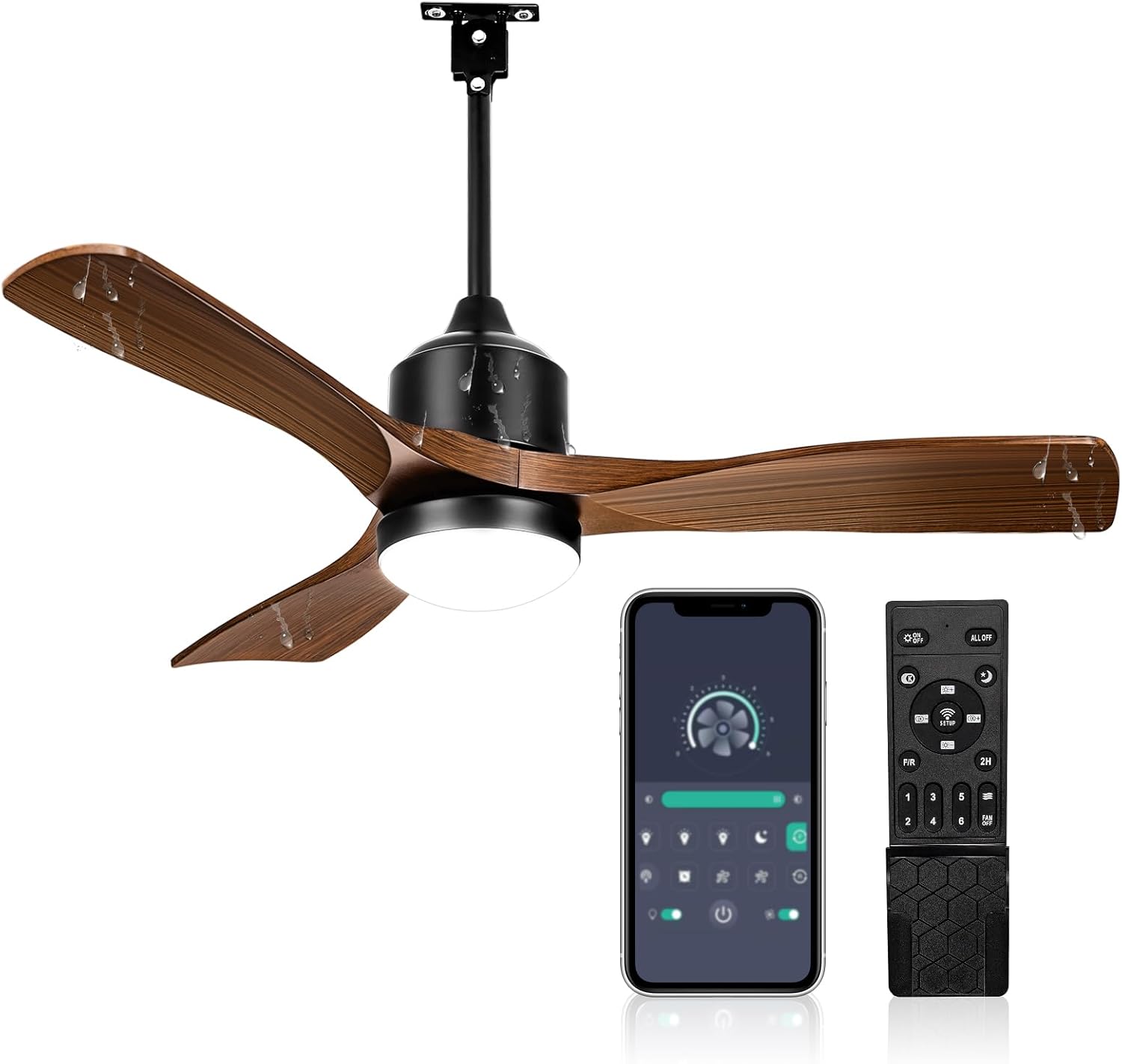 Amazon.com: XSOLH 42 Inch Outdoor Ceiling Fan with Light & Remote, IP65 Wet Rated Plug In Smart ...