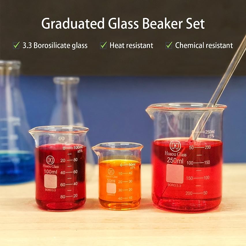 Snapklik.com : 4pcs 50ml Glass Beakers Set, 1.7oz Lab Glassware Beaker ...
