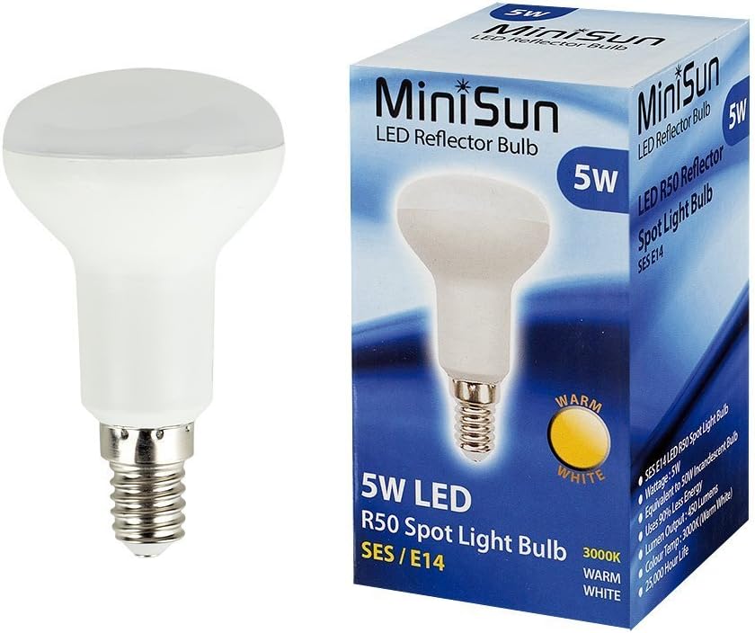MiniSun 5w SES E14 R50 Reflector Energy Saving LED Spotlight Bulb ...