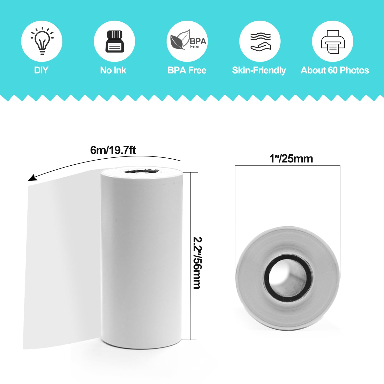 Thermal Print Camera 10 Rolls Kids Instant Camera Refill Print Paper, 2 ...