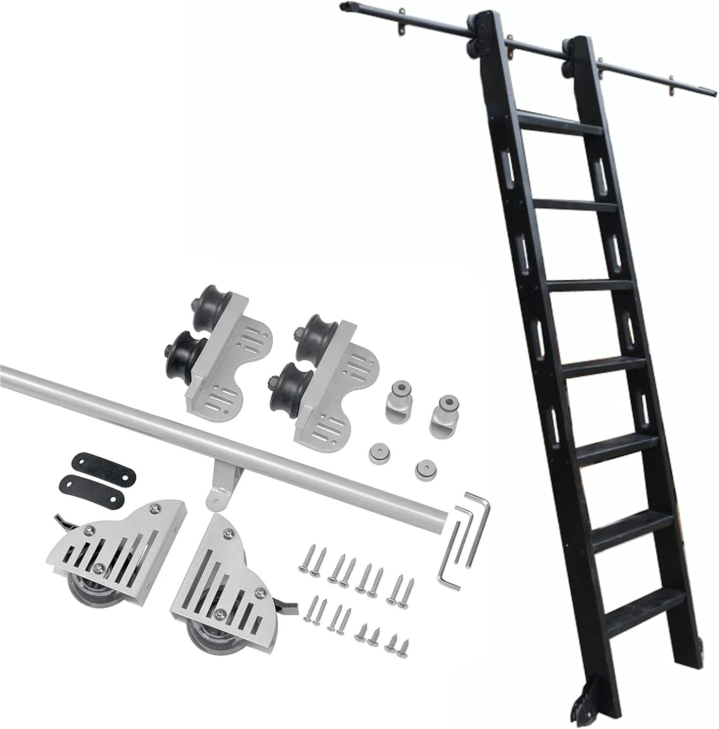 Amazon.com: FXNFXLA Library Rolling Ladder Hardware Kit, Steel Round ...