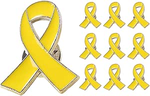 Amazon.com: 10Pcs Yellow Ribbon Pins Childhood Cancer Awareness Pins ...
