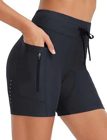 Amazon.com: baleaf Women's 4D Padded Bike Shorts High Waisted Cycling Underwear Zipper Pockets ...