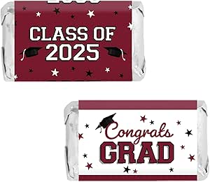 Amazon.com: Maroon Graduation Party Favor Stickers, Class of 2025 ...