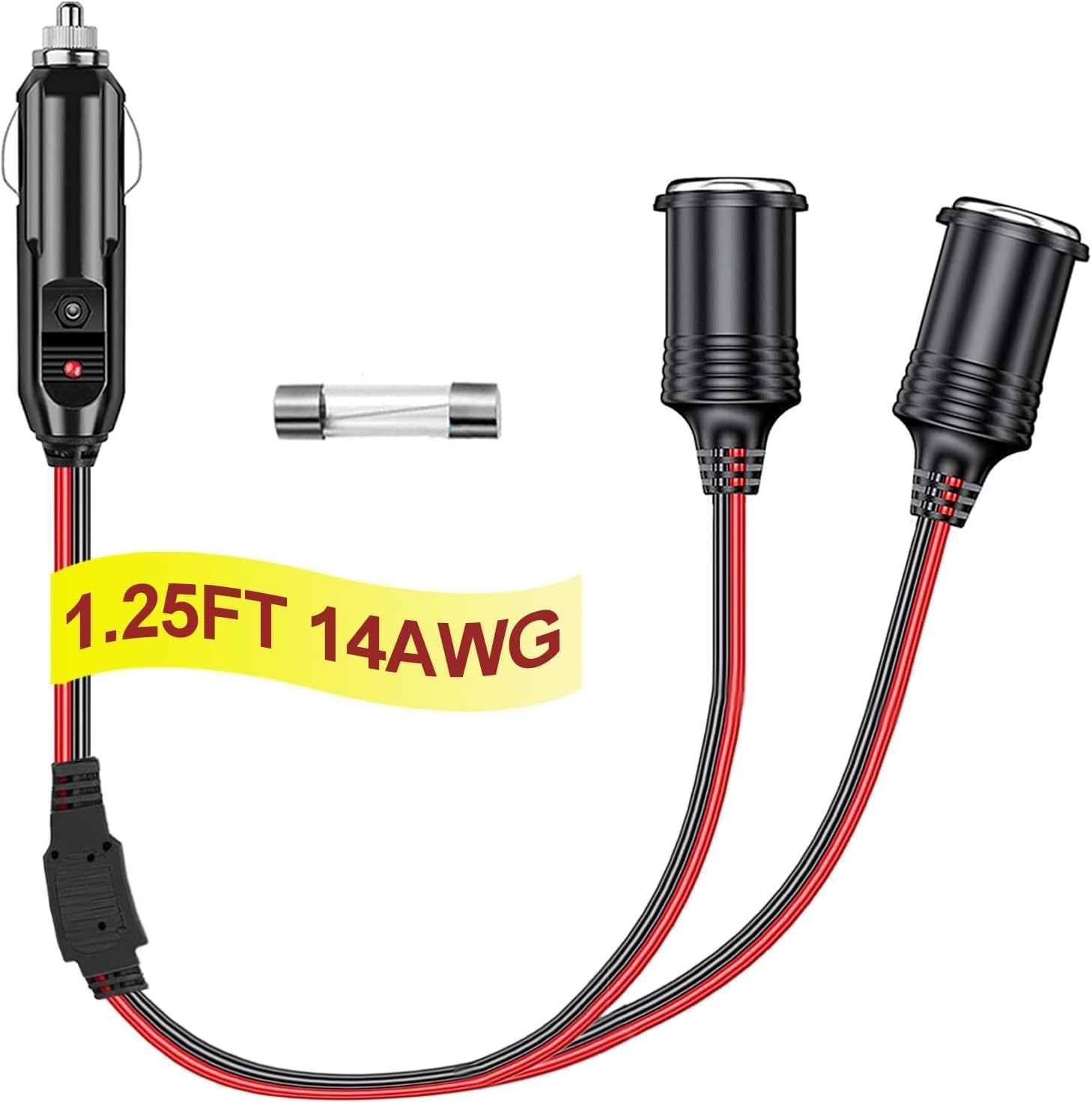 12V Car Charger Extension 5 Metre Black Long Cable with Cigarette ...